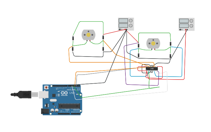 Circuit design Copy of Arduino 2 motores L239D Control | Tinkercad