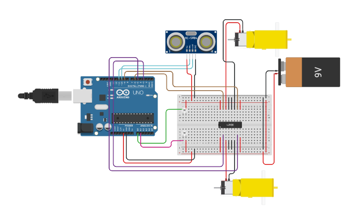 Circuit design Robot Sumo 06/2020 - Tinkercad