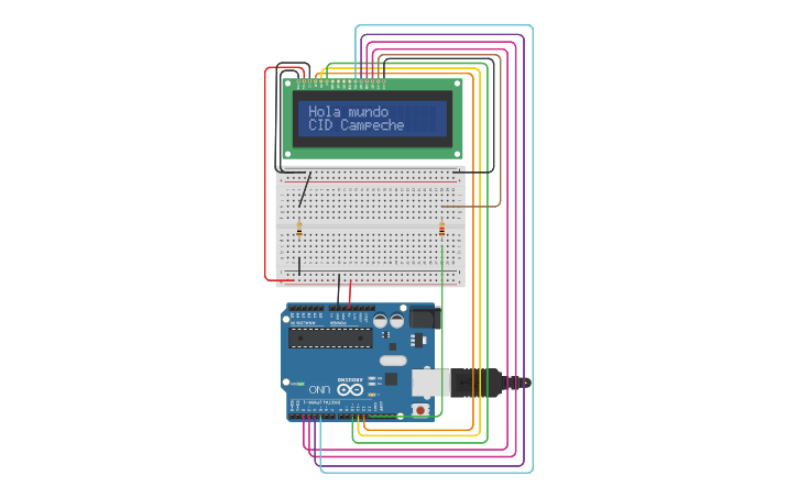 Circuit design Reto uno: Liquid Crystal Display | Tinkercad