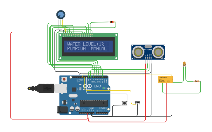 Circuit Design Water Level Control Tinkercad