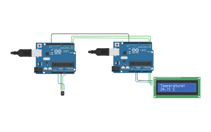 Circuit design two circuits with sensor and display - Tinkercad