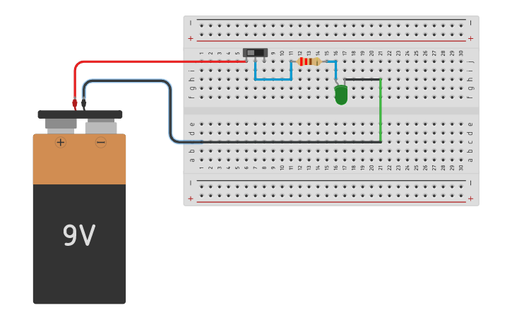 Circuit design 2) ENCENDER LED CON INTERRUPTOR - Tinkercad