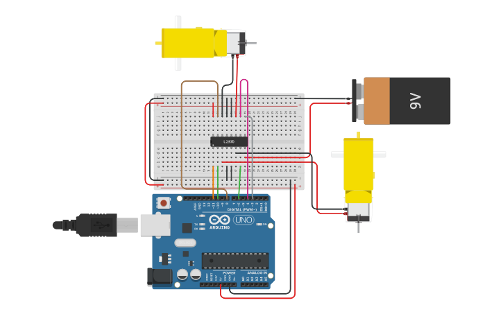 Circuit Design Controlling Dc Motor Using L293d Tinkercad