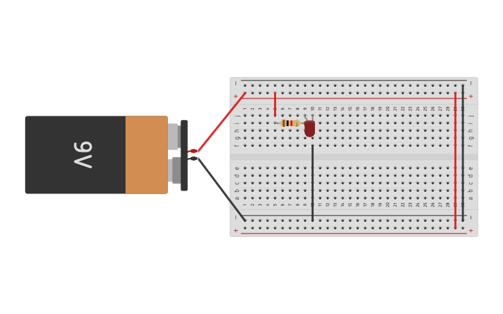 Circuit design LED and a battery. - Tinkercad