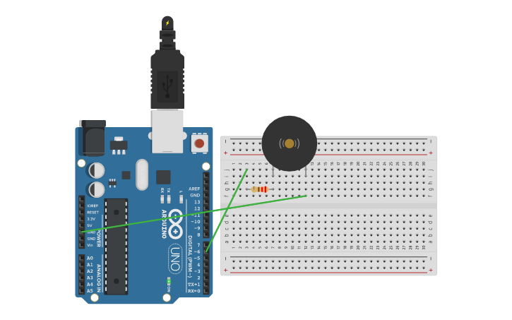 Circuit design Happy Birthday song - Tinkercad