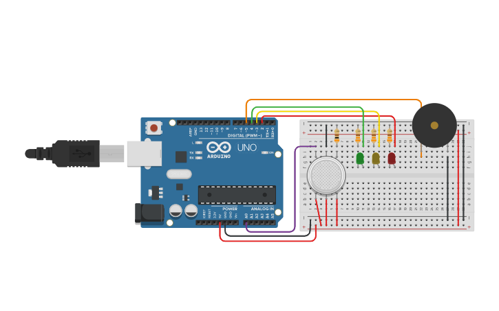 Circuit design Gas Sensor Project | Tinkercad Circuit design Gas Sensor Project | Tinkercad