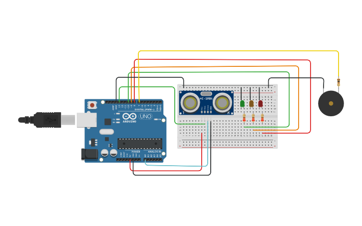 Circuit design Distance sensor with LEDS and sound buzzer_Miltiadis ...