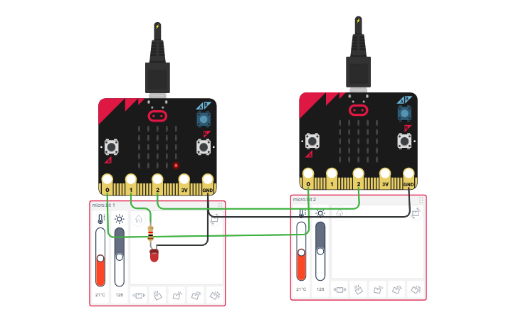 Circuit design Micro bit PIN to PIN Communication | Tinkercad