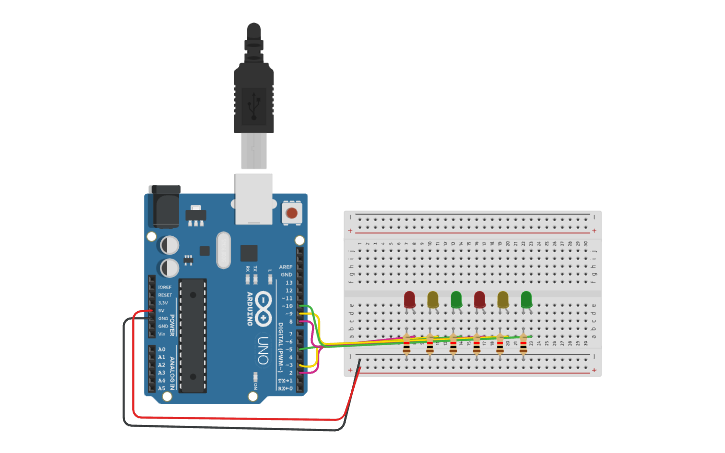 Circuit design Christmas lights - Tinkercad