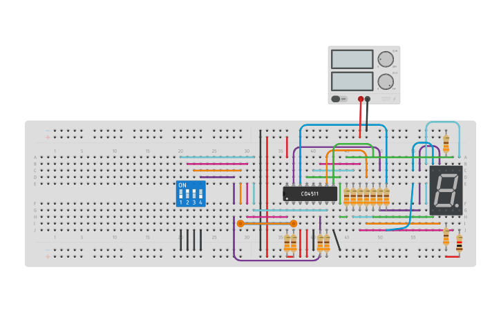 Circuit Design Probar Decodificador Bcd 7 Seg Tinkercad