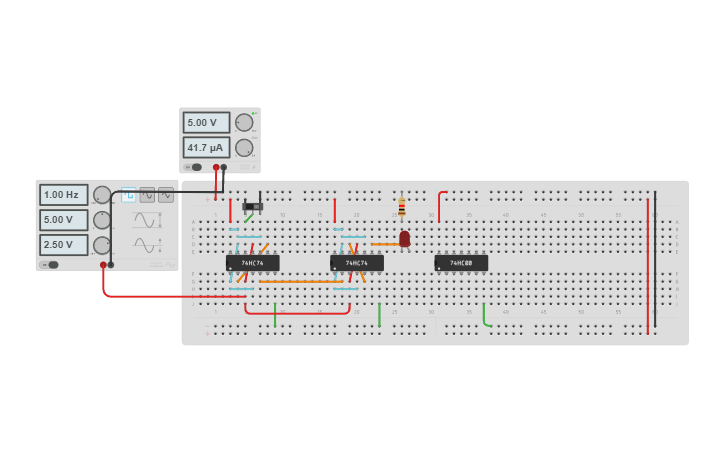 Circuit design EXPERIMENT 10: serial-in serial-out | Tinkercad