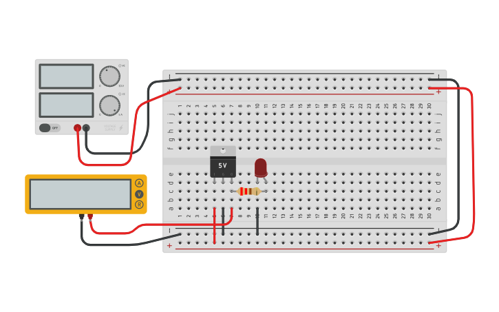 Circuit design protoboard regulador | Tinkercad