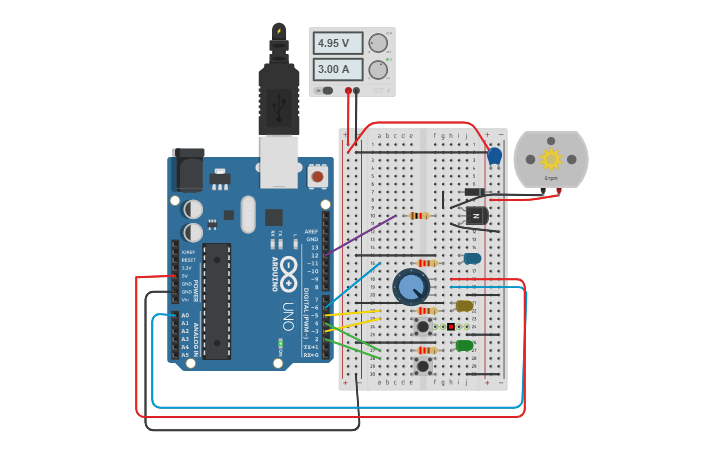 Circuit design Copy of Lab THM part C NPN BJT | Tinkercad