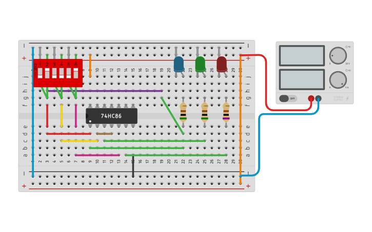 Circuit design Binary to gray Converter using XOR Gate - Tinkercad