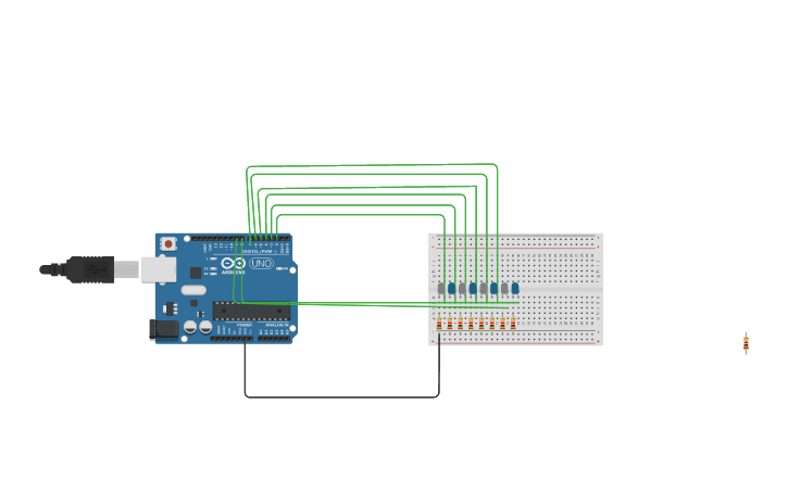 Circuit design P-3 Odd Even leds in series pattern - Tinkercad Circuit design P-3 Odd Even leds in series pattern - Tinkercad