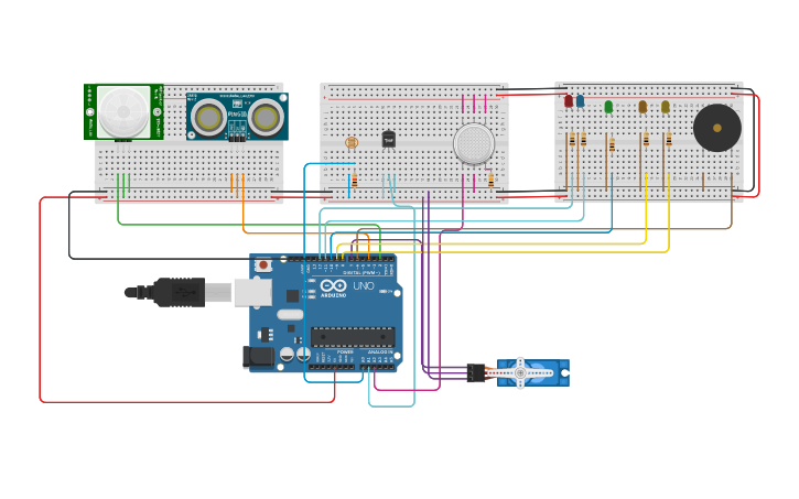 Circuit Design 6 Sensors Tinkercad