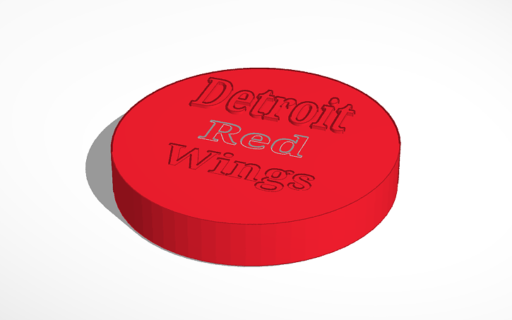 3D design Red Wings Hockey Puck - Tinkercad