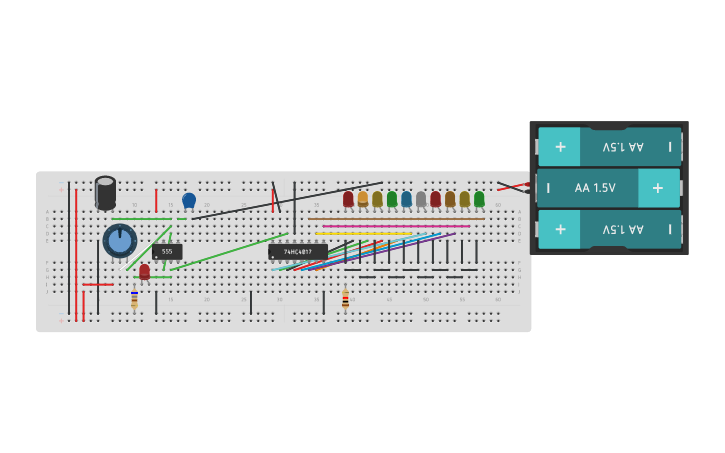 Circuit design LED Chaser circuit - Tinkercad