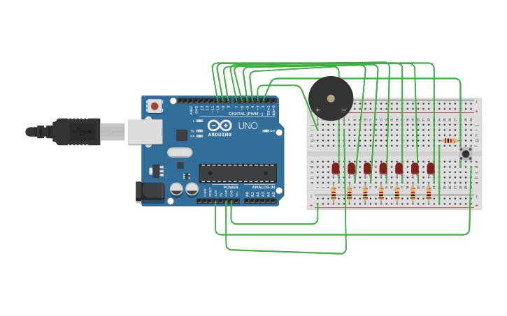 Circuit Design Buzzer And Led Tinkercad