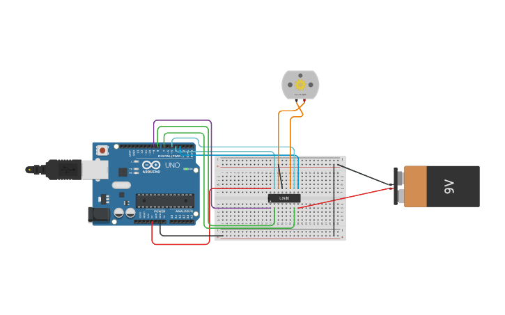 Circuit design dc motor | Tinkercad