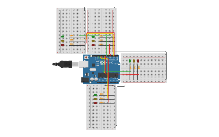 Circuit design Traffic Light Controller - Tinkercad
