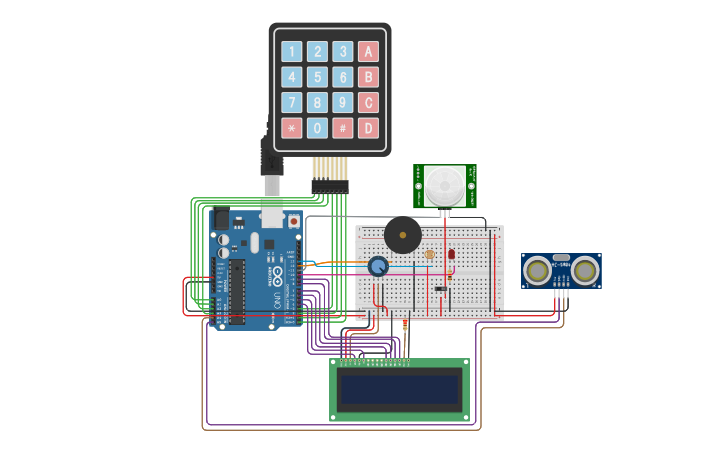 Circuit design Proyecto(Sistema de seguridad con Arduino) - Tinkercad
