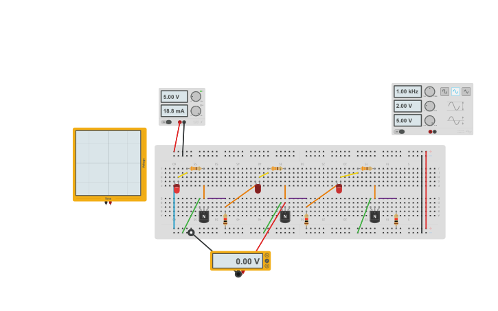 Circuit design npn transistor in series(ON) - Tinkercad