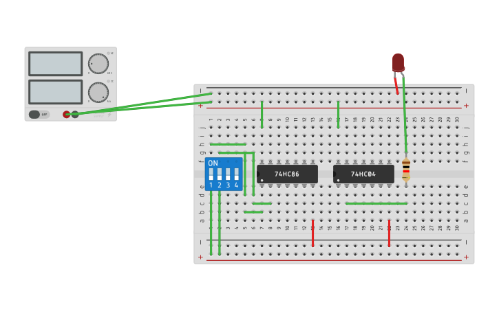 Circuit design XOR | Tinkercad