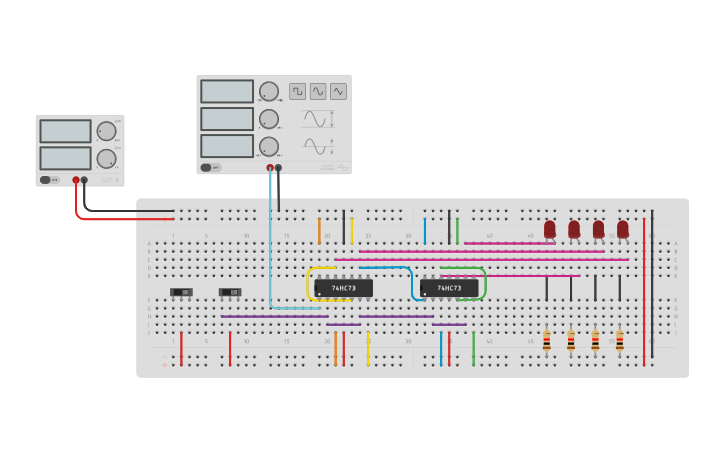 Circuit design Asynchronous UP counter - Tinkercad