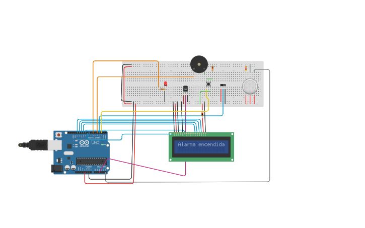 Circuit design alarma arduino | Tinkercad