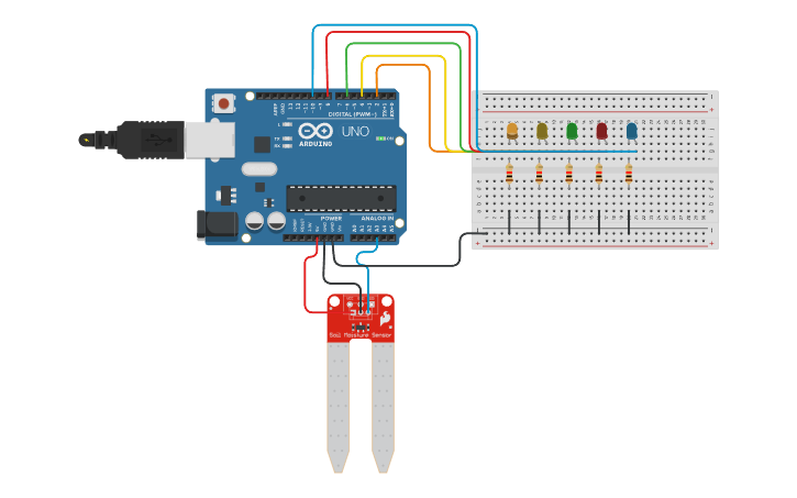 Circuit design G10 EJERCICIO DEL SENSOR DE HUMEDAD - Tinkercad
