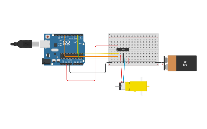 Circuit design L293D | Tinkercad