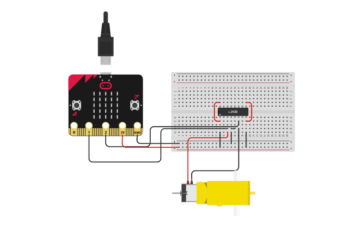 Circuit design Microbit Motor - Tinkercad