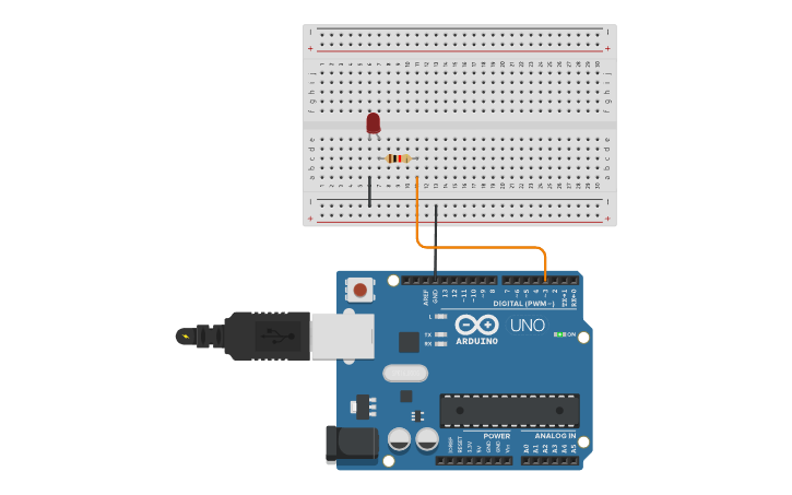 Circuit design Arduino 03. Hacer parpadear un Led - Tinkercad