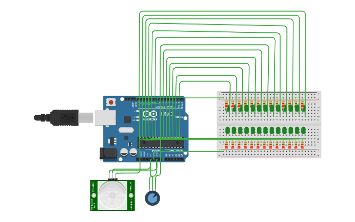 Circuit design Copy of LED Traffic Light Circuit - Tinkercad Circuit design Copy of LED Traffic Light Circuit - Tinkercad