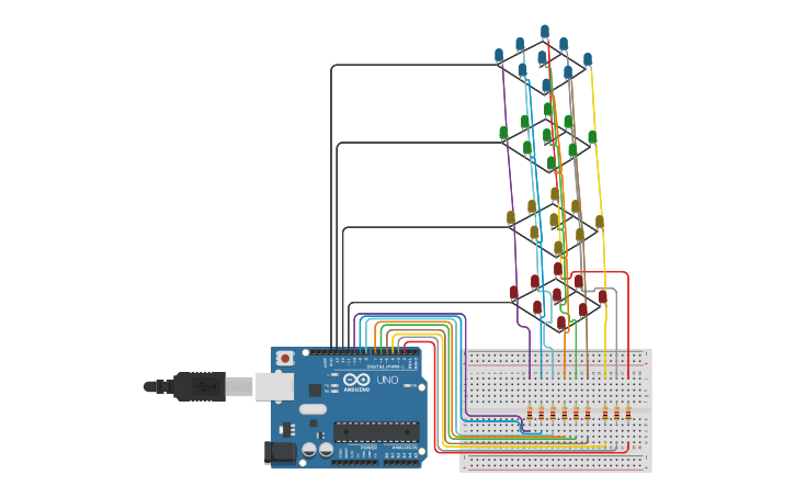Circuit design Cubo leds | Tinkercad