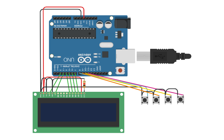 Circuit design Arduino Stopwatch - Tinkercad