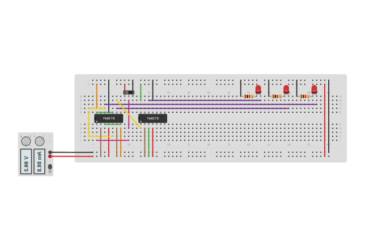 Circuit Design 3 Bit Asynchronous Counter Using Jk Flip Flops Tinkercad