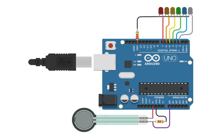 Circuit design Capteur de force avec Arduino - Tinkercad