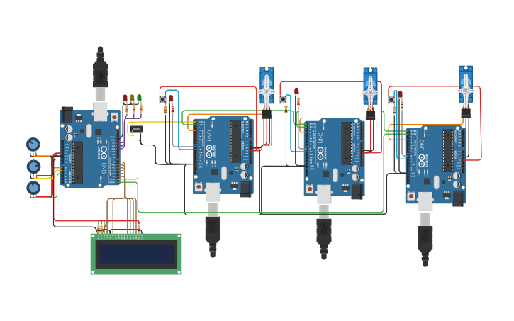 Circuit Design Rede 4 Arduinos Uno Ihm Tinkercad
