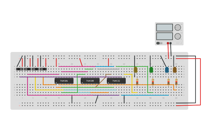 Circuit design BCD to EXCESS3 Code Converter - Tinkercad