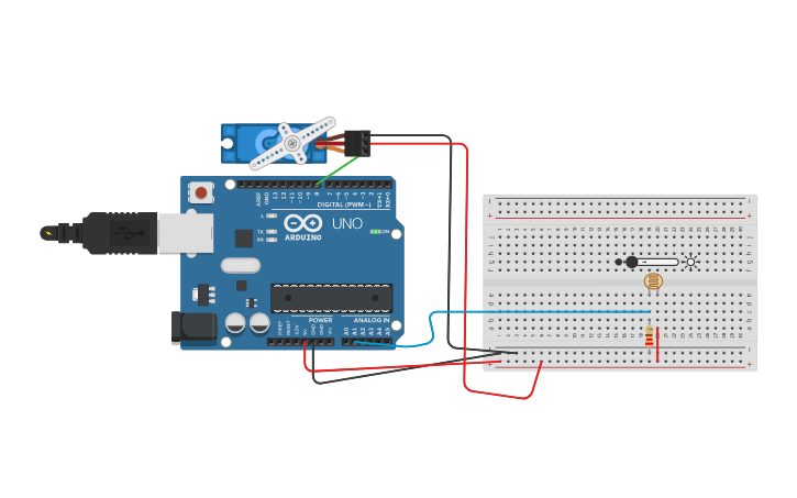 Circuit Design Servo Y Fotoresistencia Tinkercad