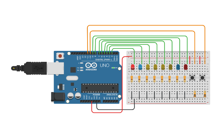 Circuit design Salidas Digitales en Arduino - Tinkercad
