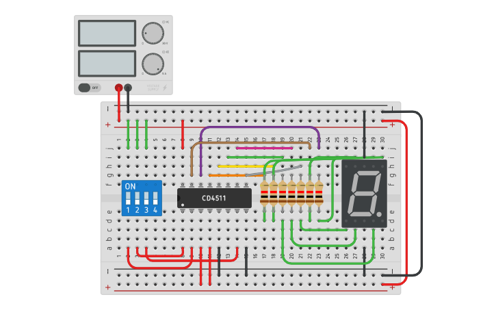 Circuit design Binary to Octal - Tinkercad