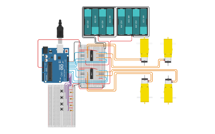 Circuit design 4-motor - Tinkercad