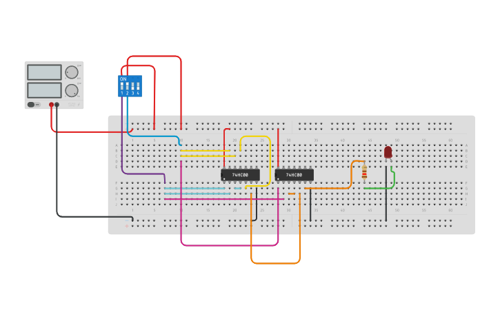 Circuit design XNOR using NAND gate | Tinkercad