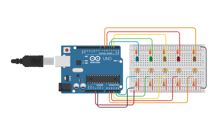 Circuit design Encender LED con su sensor - Tinkercad