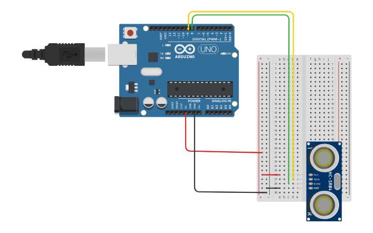 Circuit design Ultrasonic-Distance - Tinkercad