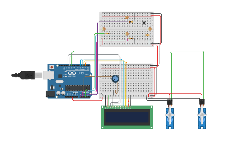 Circuit design Solar tracking system - Tinkercad