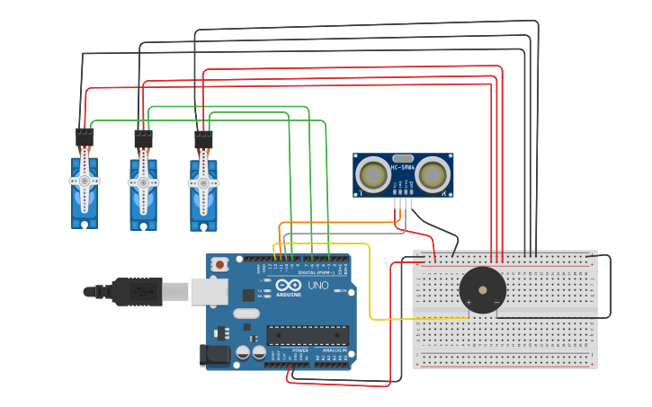 Circuit design Rock Paper Scissor Arduino Project (A1_Batch) - Tinkercad